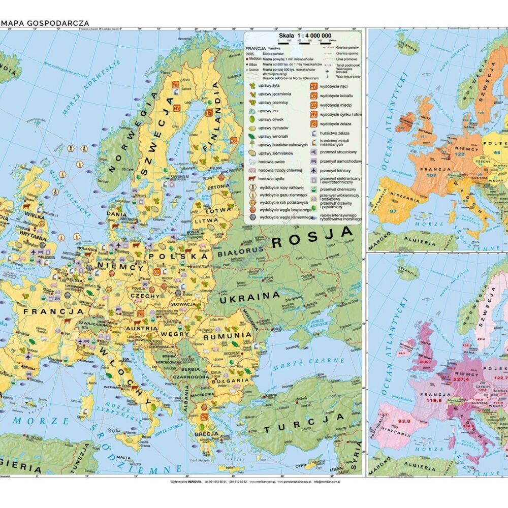 Unia Europejska - ścienna mapa gospodarcza 120 x 160 cm